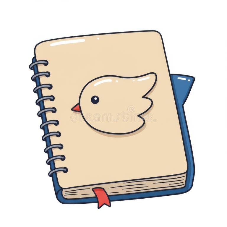 Cute Bird on Beige Notebook Illustration Stock Illustration ...