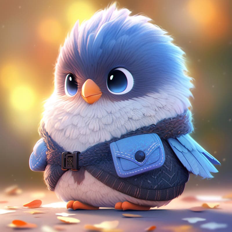 Cute Bird with Blue Dress Ai Generated Stock Illustration ...