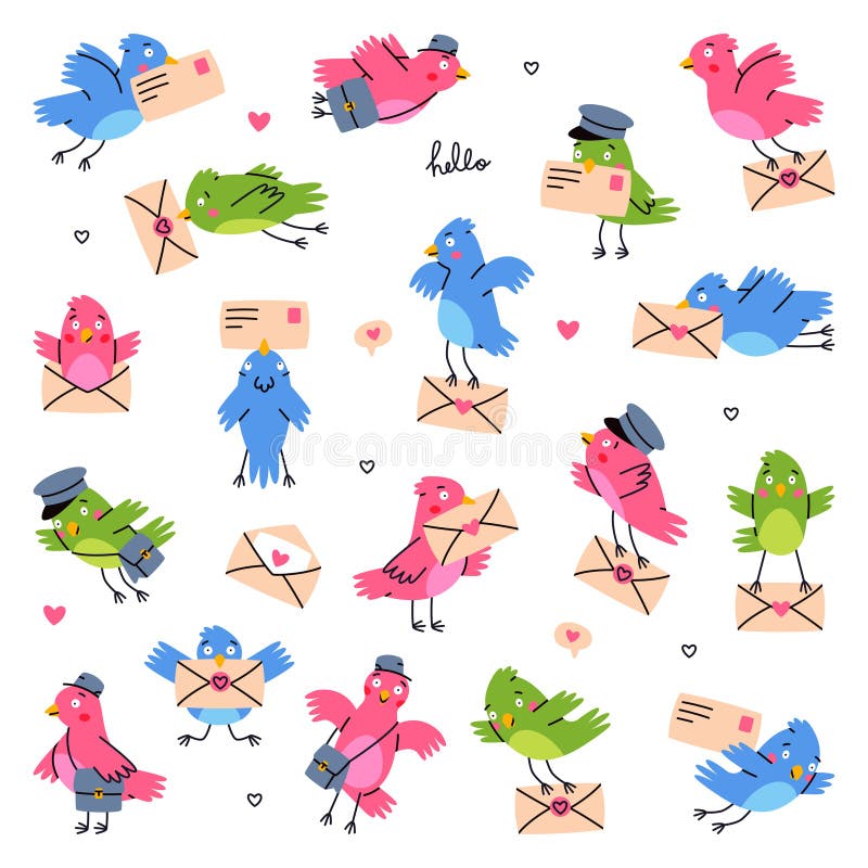 Bird Delivering Mail Stock Illustrations – 138 Bird Delivering Mail ...