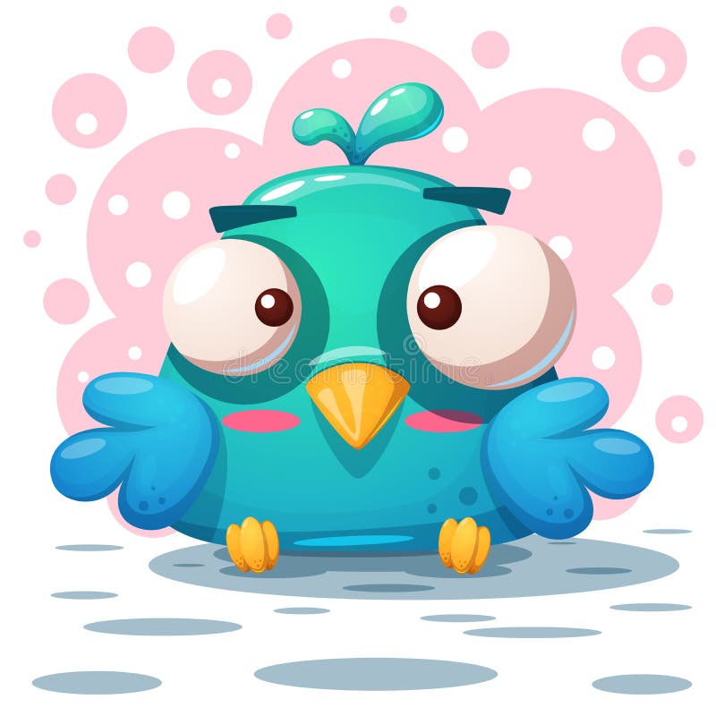 Cute Bird Illustration. Cartoon Characters. Stock Vector - Illustration ...