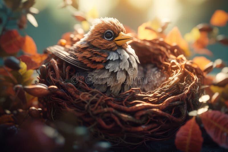Cute Bird Nest. Generate Ai Stock Illustration - Illustration of animal ...