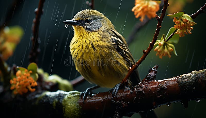 A Cute Bird Perching on a Branch, Singing in Nature Generated by AI ...