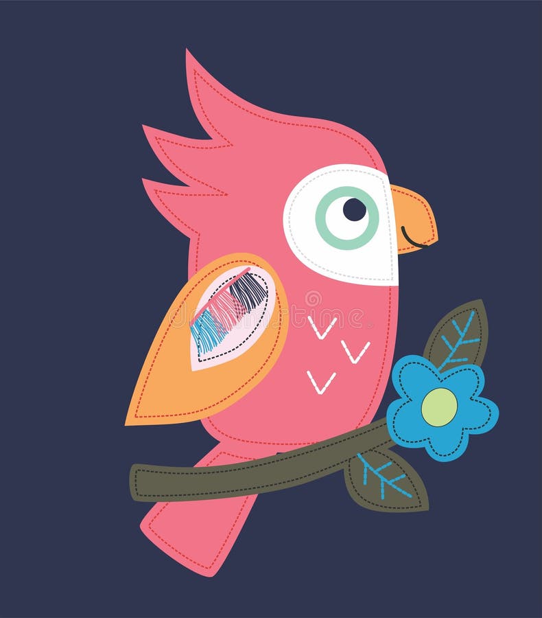 SUMMER CUTE BIRD PRINT stock vector. Illustration of fashion - 279107658