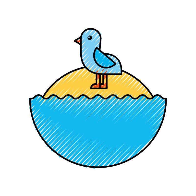 Cute bird sea icon stock vector. Illustration of summer - 95483950