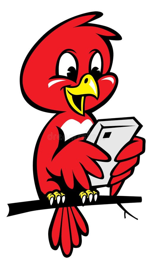 Cute bird using phone stock vector. Illustration of bird - 35934229