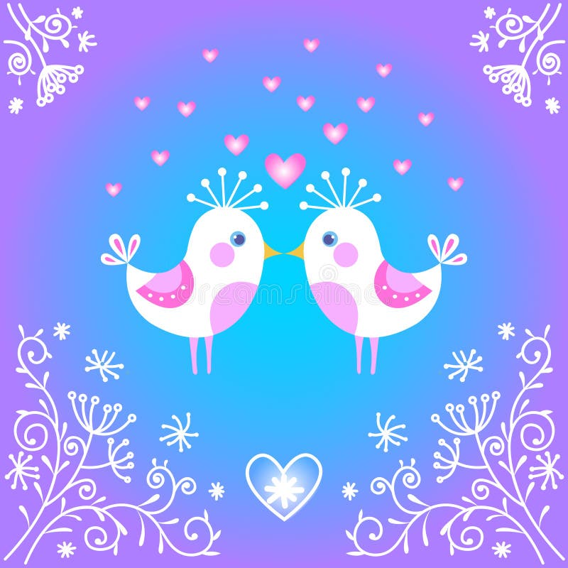 Cute Birds Falling in Love. Stock Vector - Illustration of gift ...