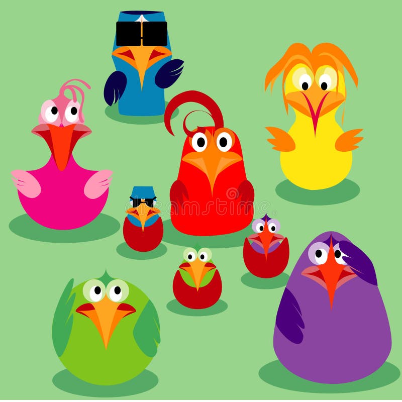 Cute birds, family issues. stock vector. Illustration of domestic ...