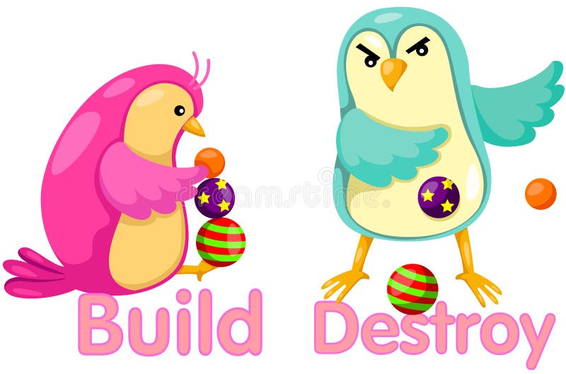 Cute Birds with Opposite Words Stock Vector - Illustration of ...