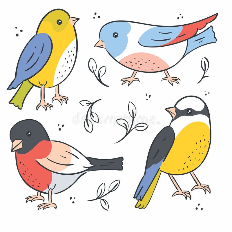 Cute Birds Print Vector Art Stock Vector - Illustration of birds ...