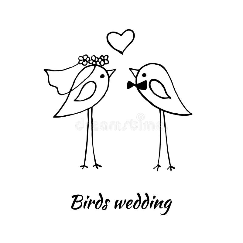 Wedding Love Birds Clipart Black And White