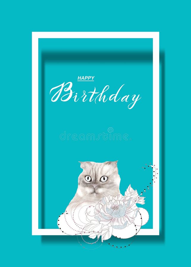 Cute Birthday Card for Kids with a Cat Stock Illustration ...