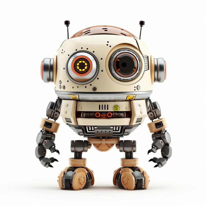 Cute Bistre Grid Bot: Small Robot with Big Eyes in Technological Marvel ...