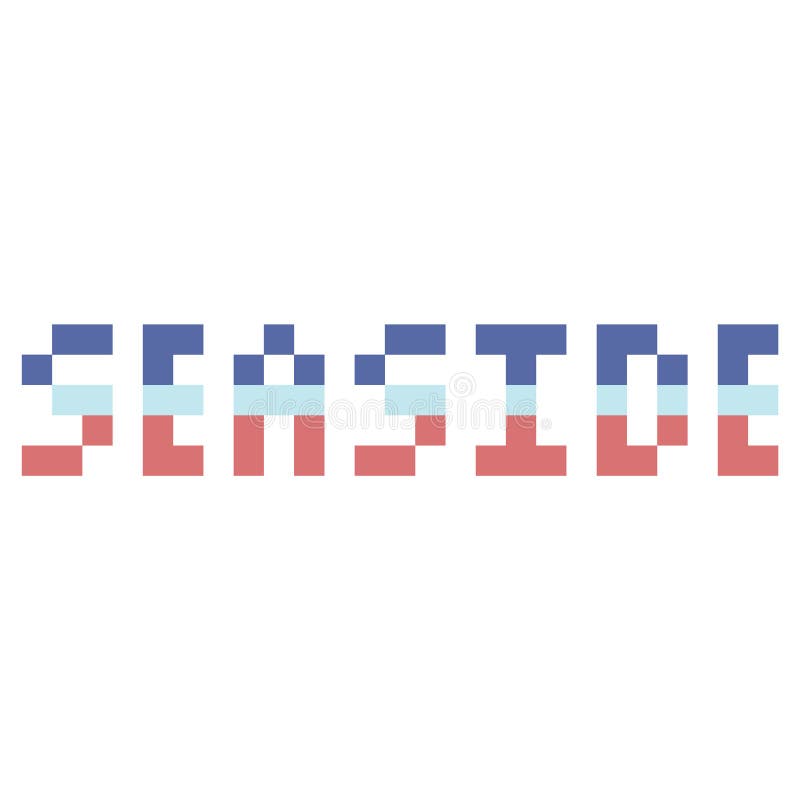 Cute 8 Bit Seaside Typography. Pixel Nautical Clip Art. Stock Vector ...