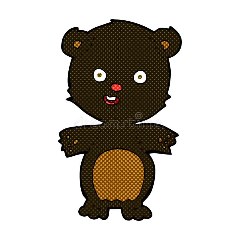 Cute Black Bear Comic Cartoon Stock Illustration - Illustration of ...