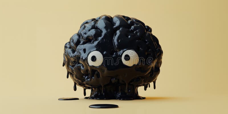 Cute Black Brain Rot with Glossy Finish and Dizzy Expression Stock ...