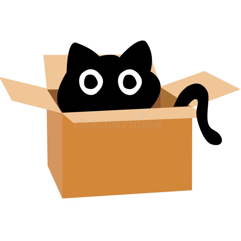 Cute Black Cat in Cardboard Box. Cat is Looking Out of a Box Stock ...