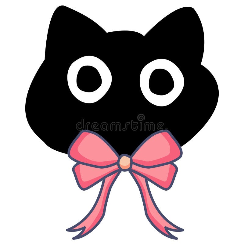 Cute Black Cat Character with Pink Bow Illustration Stock Illustration ...