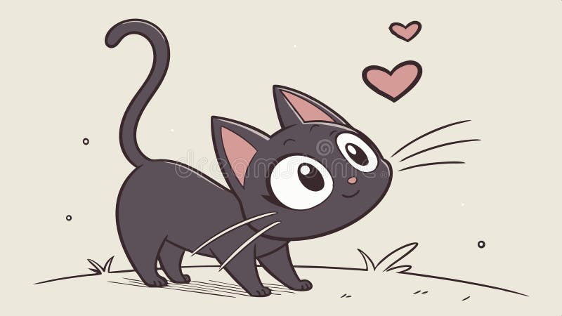 Cute Black Cat Playing with String or Yarn Illustration Vector Design ...