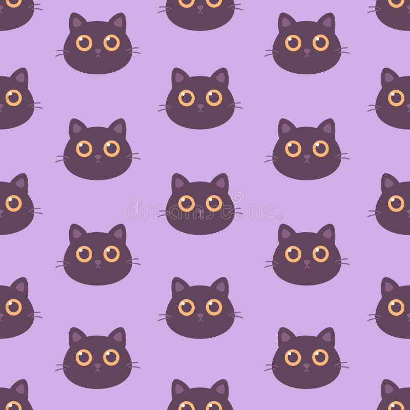 Cute Black Cat Seamless Pattern. Design for Wrapping Paper, Background ...