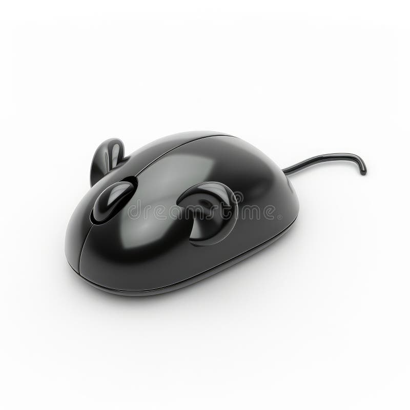 Sleek Black Computer Mouse on White Background a 3D Render Stock ...