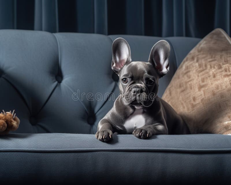 Cute Black Dog Lying on a Couch Stock Illustration - Illustration of ...