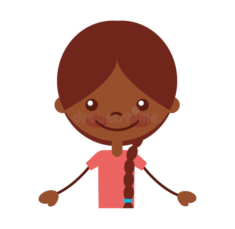 Cute Black Girl Character Icon Stock Vector - Illustration of flat ...
