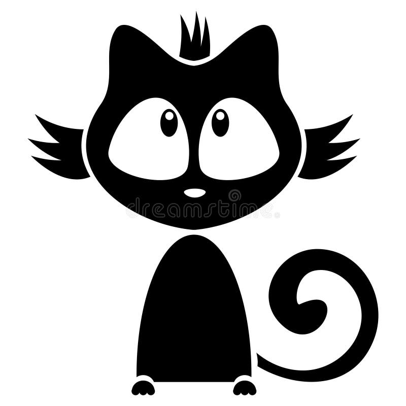 Cute Black Kitten Illustration Stock Vector - Illustration of cute ...