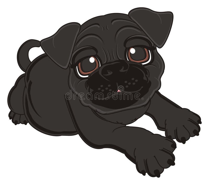 Cute black mops stock illustration. Illustration of mops - 81926566