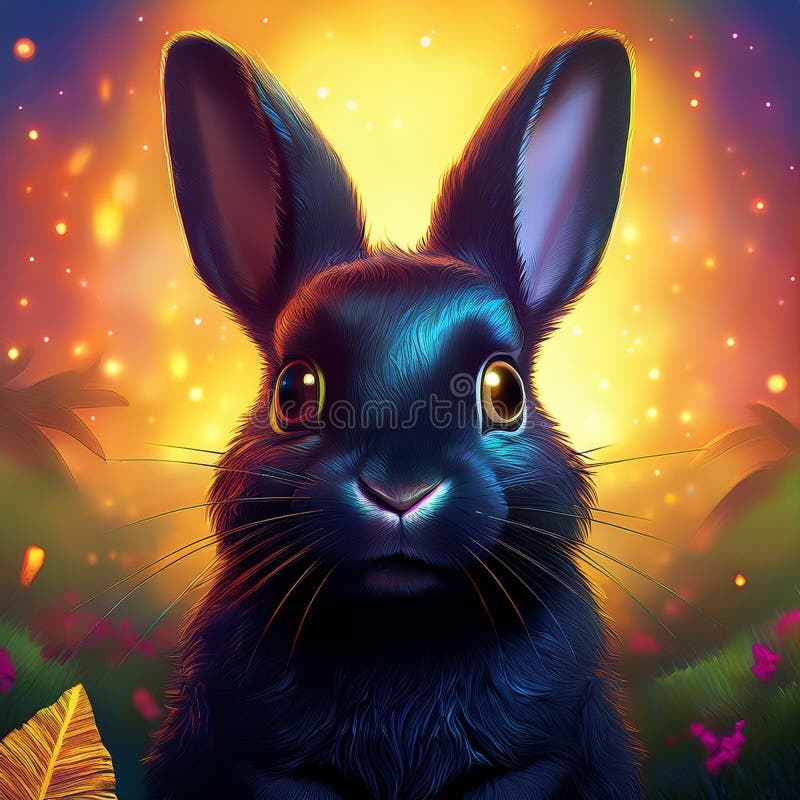 Cute Black Rabbit Illustration, AI Generated Stock Illustration ...