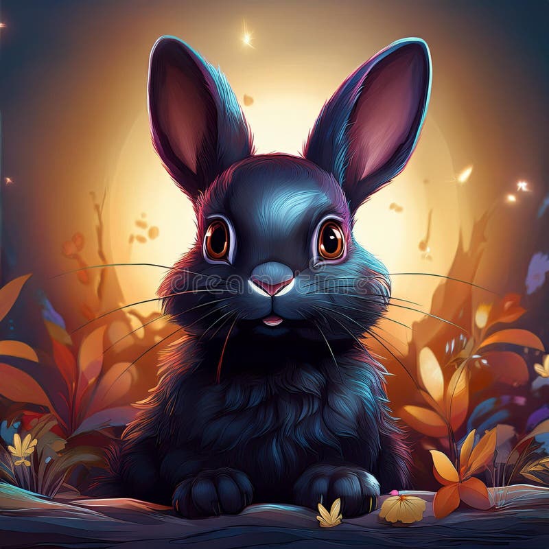 Cute Black Rabbit Illustration, AI Generated Stock Illustration ...