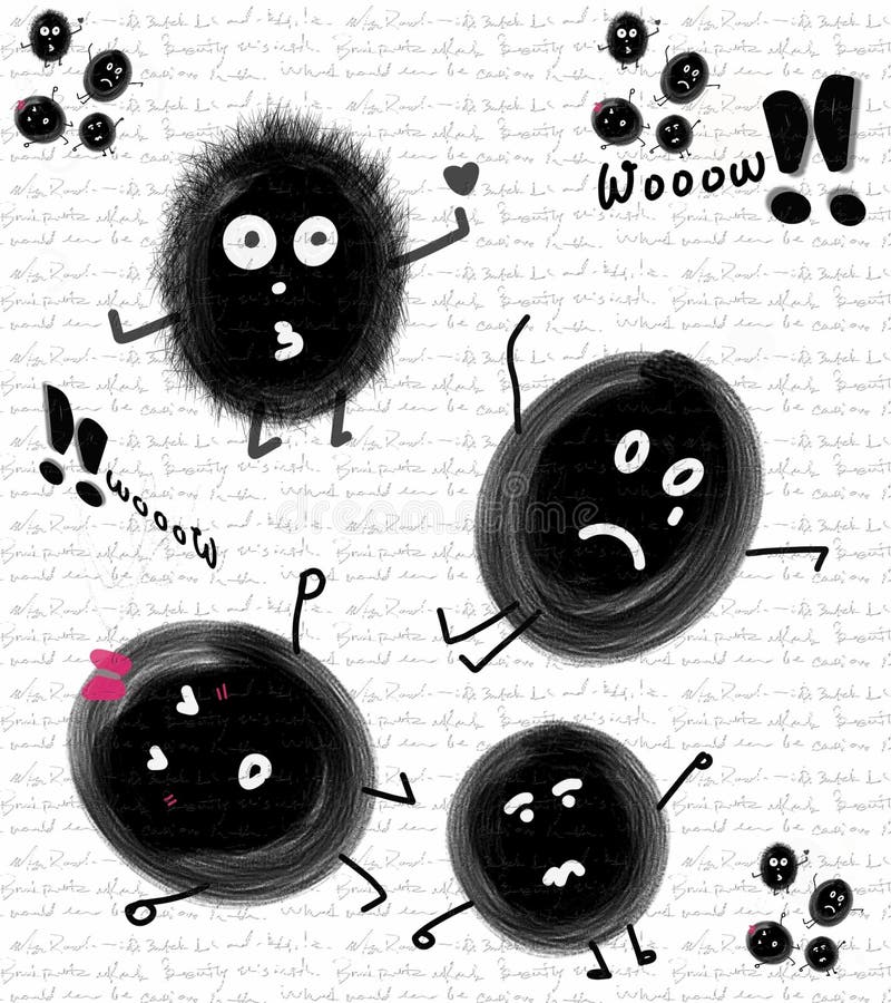 This is a Cute Black Round Character Cartoon Image Stock Illustration ...