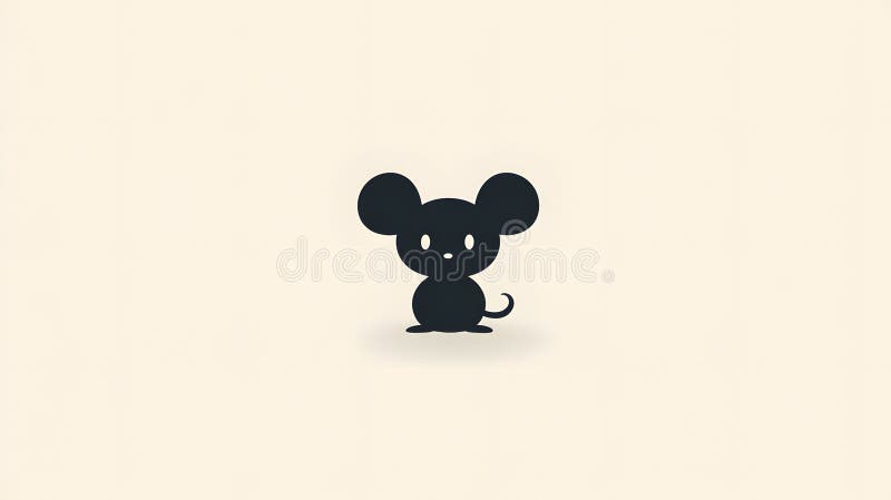 Cute Black Silhouette of a Cartoon Mouse Character Stock Illustration ...