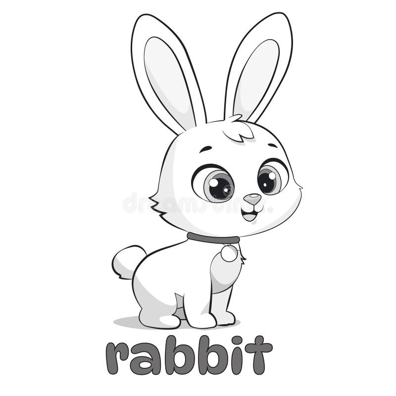Cute Black and White Rabbit with Shadows Stock Illustration ...