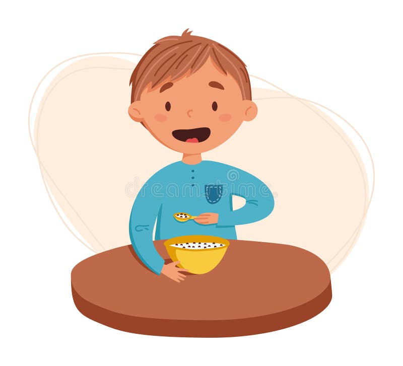 Cartoon Boy Having Breakfast Stock Illustrations – 279 Cartoon Boy ...
