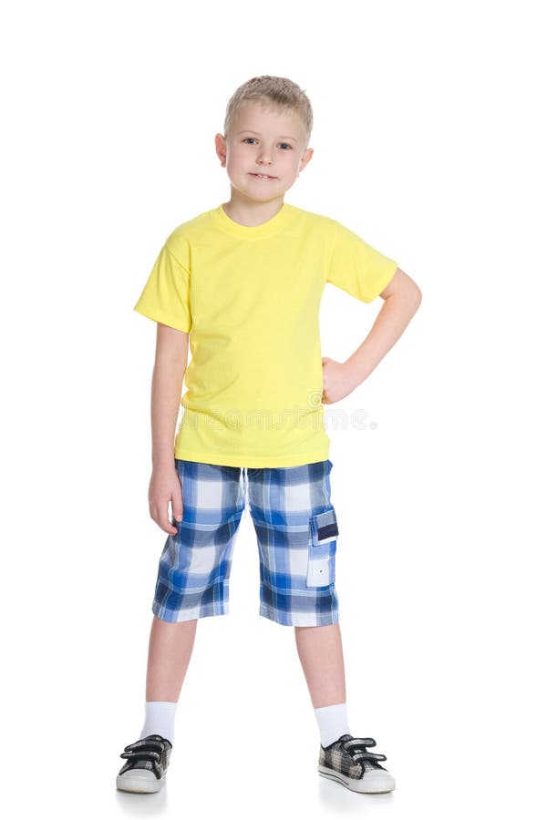 Cute Blond Boy in a Yellow Shirt Stock Photo - Image of positive ...