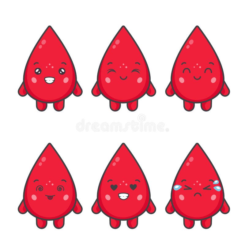 Cute Blood Characters with Various Expression Stock Vector ...