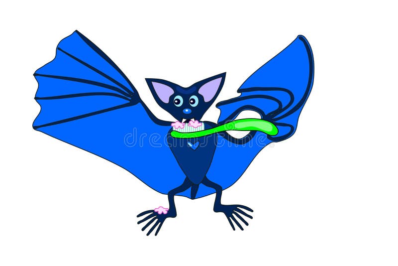 Cute Blue Bat Brushing Teeth Stock Vector - Illustration of brushing ...