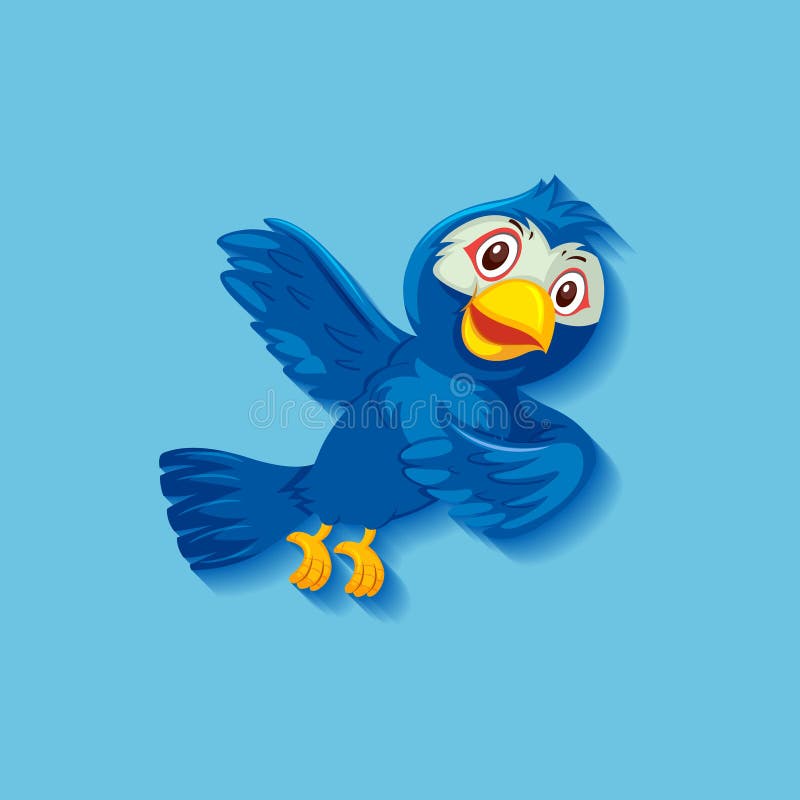 Cute Blue Bird Cartoon Character Stock Illustration - Illustration of ...