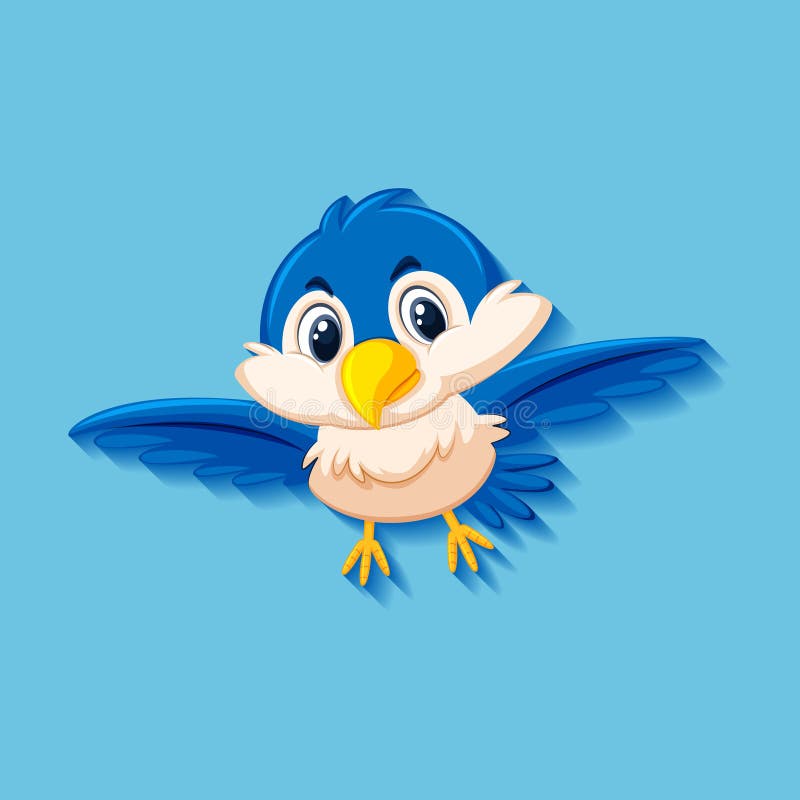 Cute Blue Bird Cartoon Character Stock Vector - Illustration of clipart ...