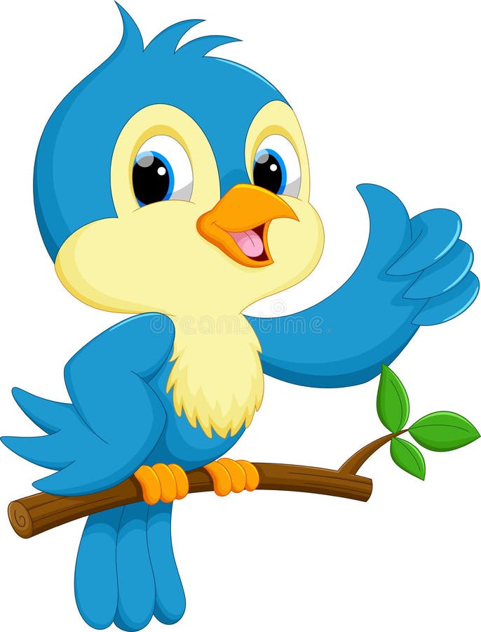 Cute blue bird cartoon stock illustration. Illustration of spread ...