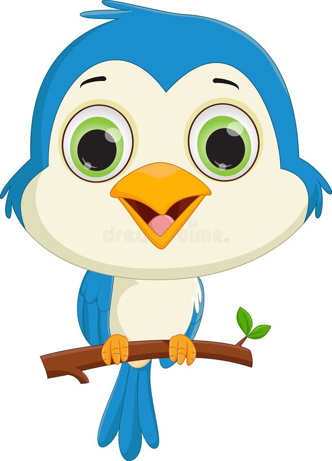 Cute blue bird cartoon stock vector. Illustration of mascot - 73344270