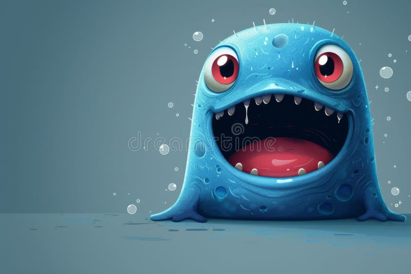 Cute Blue Blob Monster with Big Eyes and Open Mouth in a Cartoon Style ... Cute Blue Blob Monster with Big Eyes and Open Mouth in a Cartoon Style ...