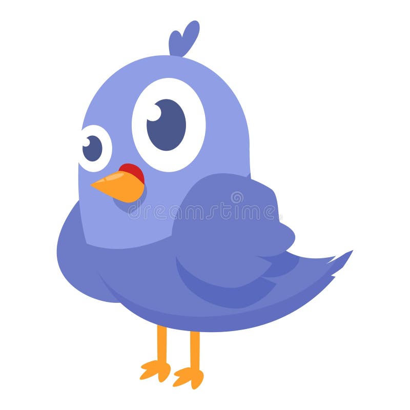 Cute Blue Cartoon Bird Standing Looking Curious Stock Illustration ...