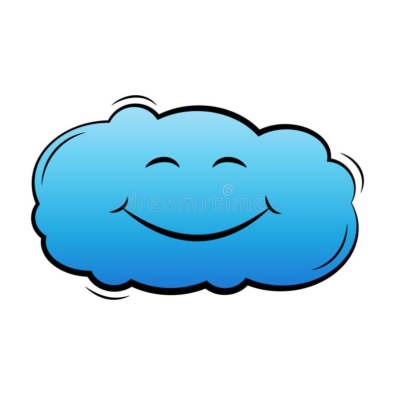 Cute Blue Cartoon Cloud Character. Smiling Cloud Stock Vector ...