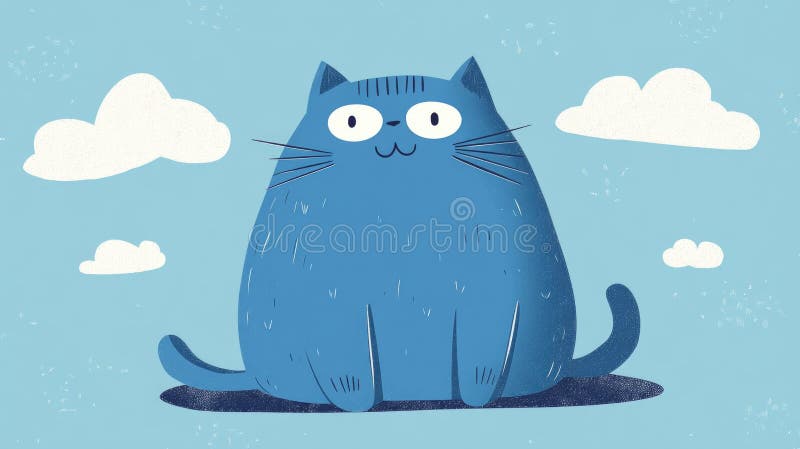 Cute Blue Cat Sitting Against a Cloudy Sky, Representing the Concept of ...