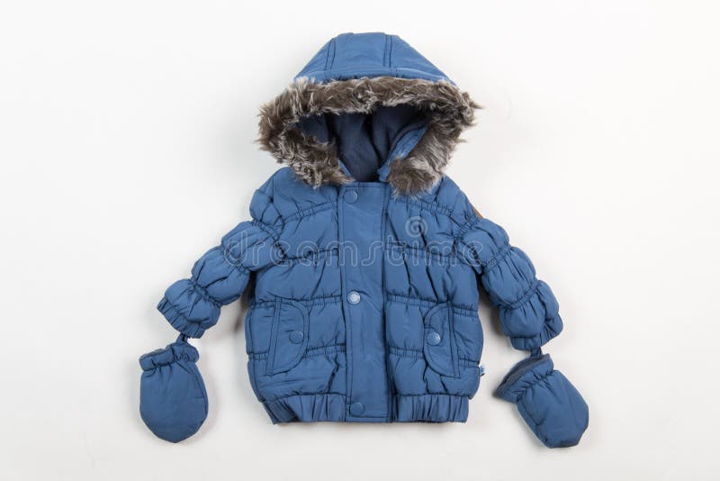 Cute Blue Children`s Winter Jacket Stock Image - Image of male, jacket ...