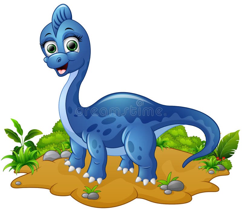 A Blue Dinosaur in an Egg. Dinosaur Diplodocus in Cartoon Style. Cute ...