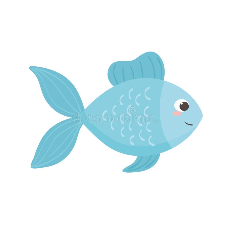 Cute blue fish stock vector. Illustration of vector - 217285134