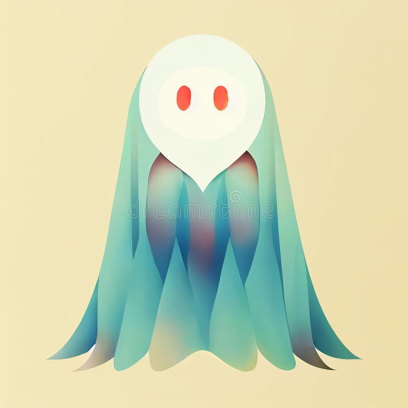 Cute Blue Ghost Flat Illustration. Ghost Sticker. Flat Illustration. AI ...
