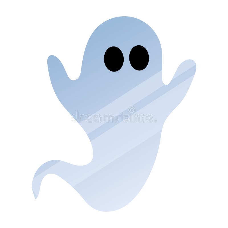 Blue Ghost Cartoon with Simple Shape and Black Eyes, Vector Stock ...